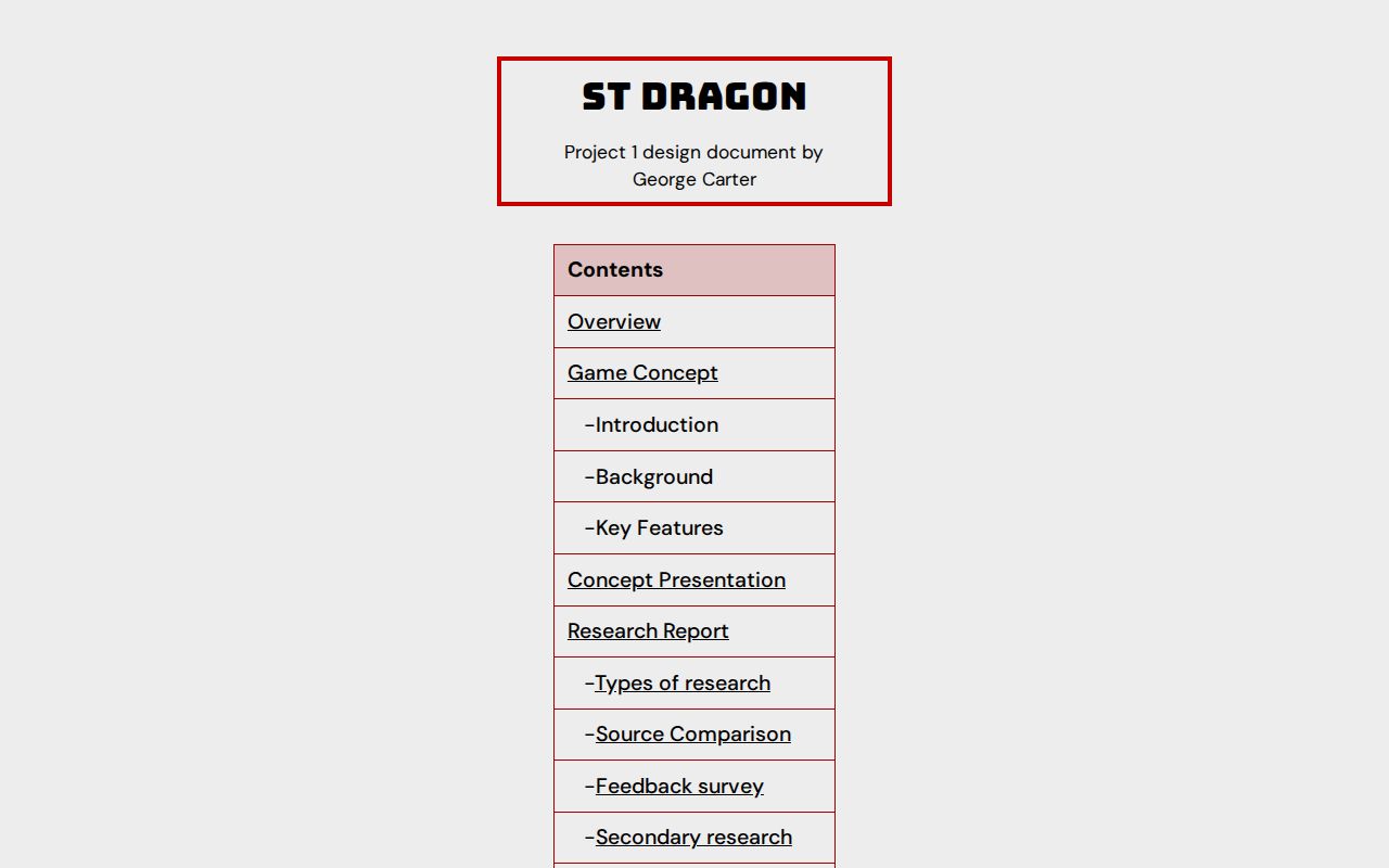 St Dragon Design Document